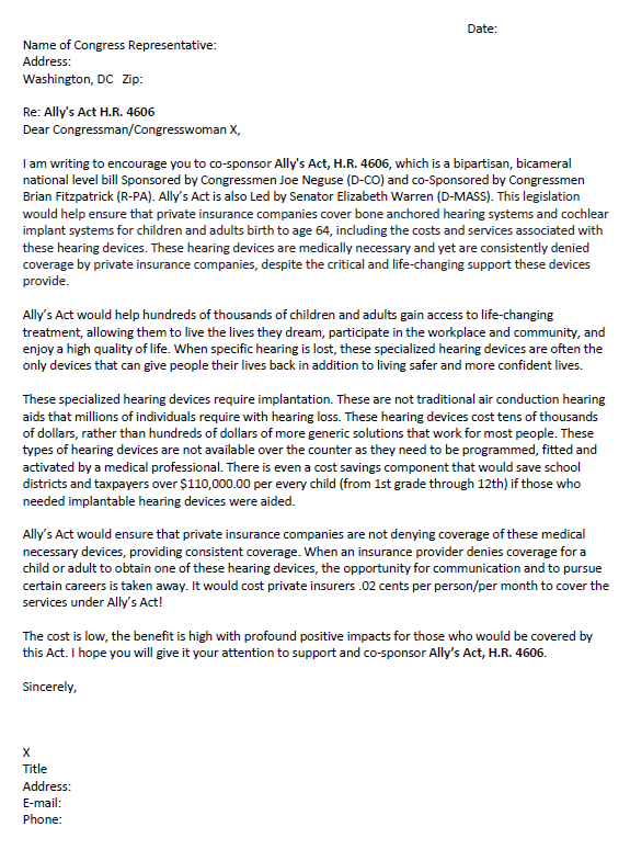 Ally’s Act H.R. 4606 and S. | Ear Community